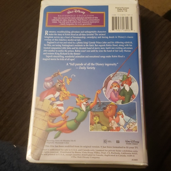 Disney | Media | Walt Disney Robin Hood Vhs | Poshmark